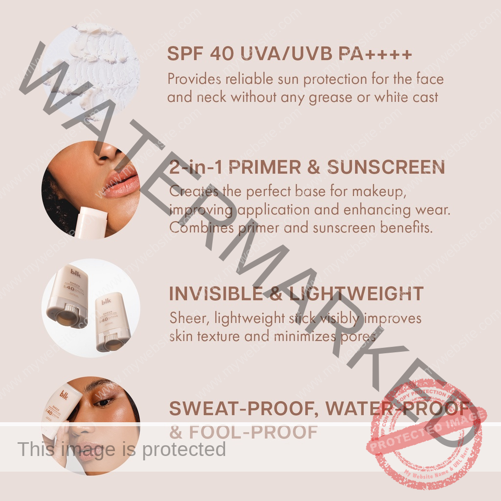BLK Cosmetics universal sheer sunscreen primer stick SPF 40 UVA/UVB PA ...