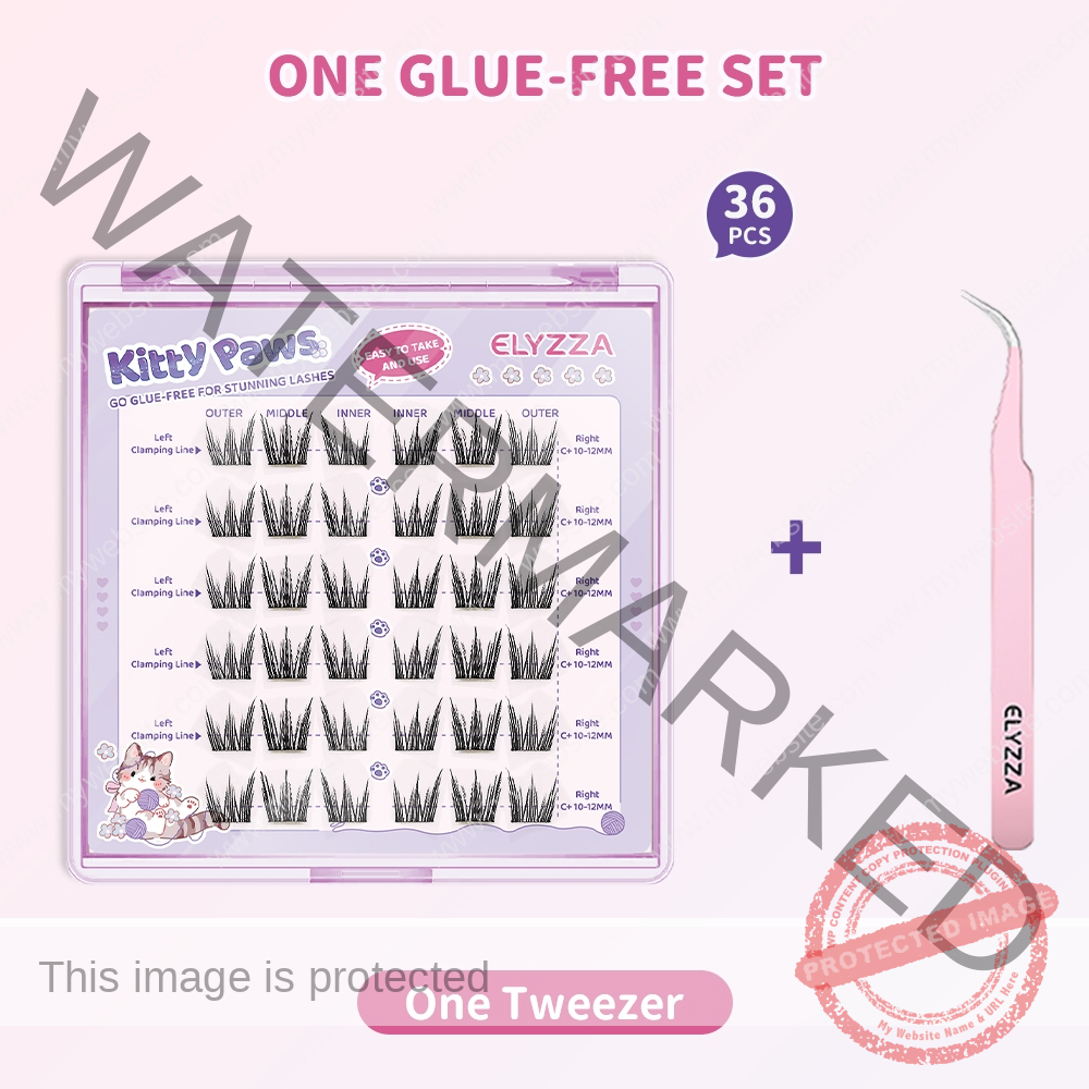 Elyzza Glue-free Kitty Paws False Eyelashe Extension 10-12mm C Curl ...